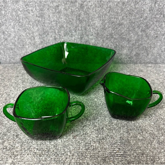 Vintage | Dining | Vintage Fire King 95s Emerald Green Glass Set Sugar ...